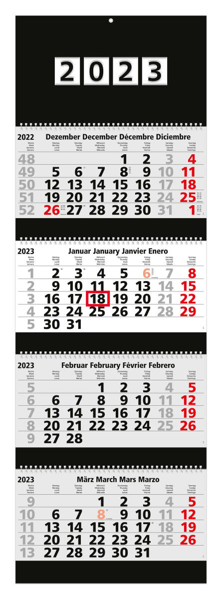 3-Monatskalender PREMIUM-BLACK, 12,95